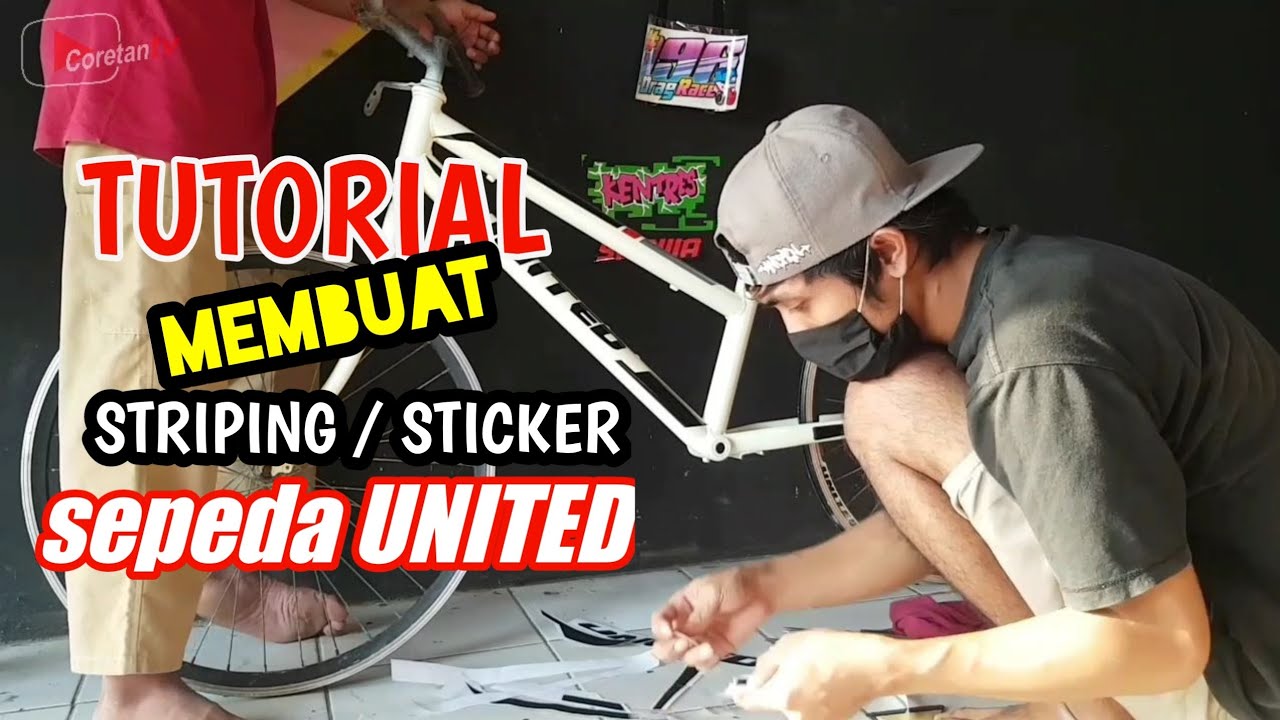 Tutorial membuat striping/sticker sepeda UNITED || cutting sticker ...