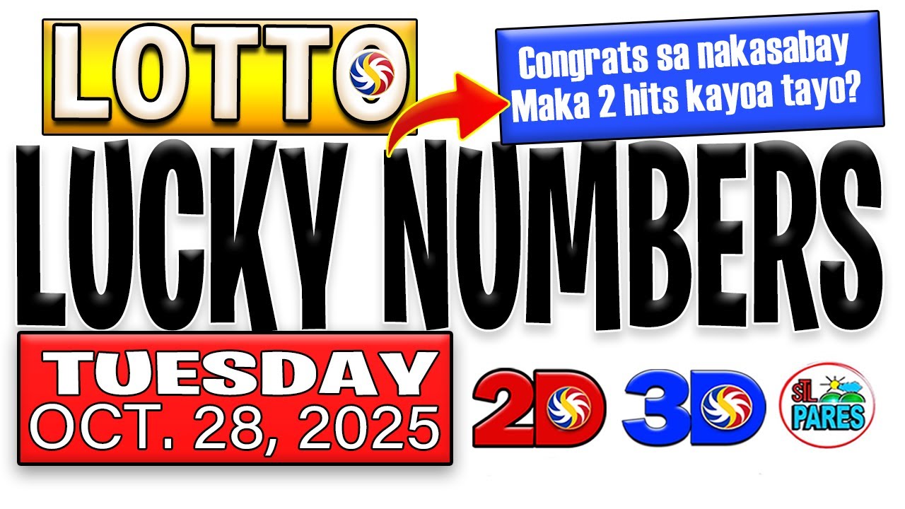 PCSO Lotto Lucky Numbers Today Tuesday October 28, 2025 (2D EZ2, 3D ...