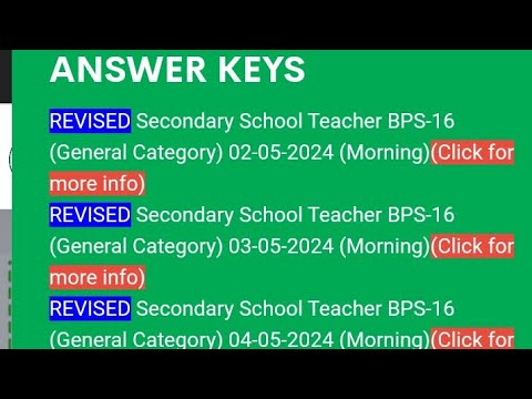 SPSC Upload Revised Answer Keys of SST General Category BPS-16 Date 2,3,4,5-5-2024#keys - YouTube