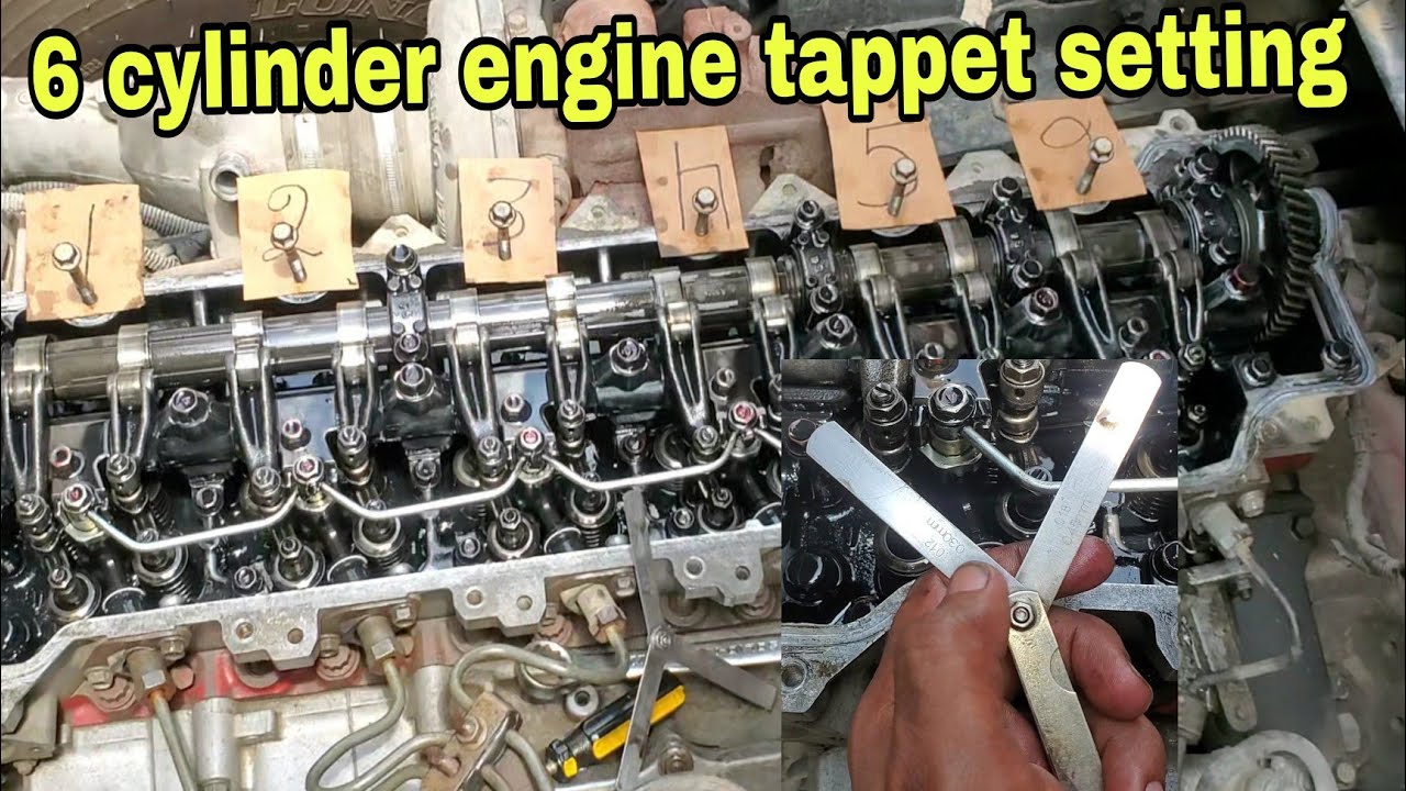 how to 6 cylinder Hino engine J08C 8E tappet setting Hino engine firing ...