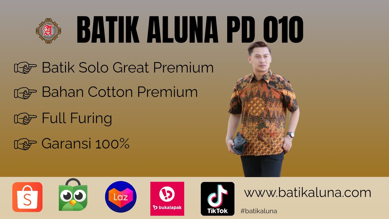 Batik Reg Fit Pria Lengan Pendek Modern Solo Produksi Batik Aluna PD ...