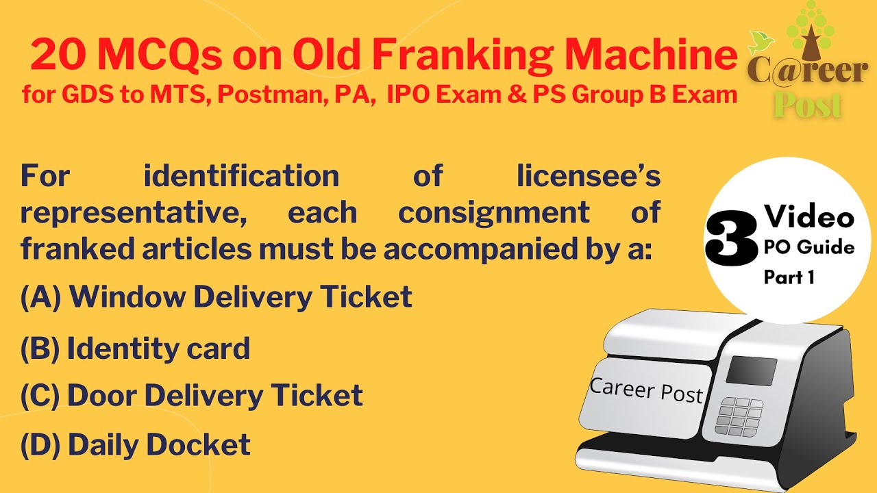 Old Franking Machine MCQs in PO Guide Part 1(3rd Video) - YouTube