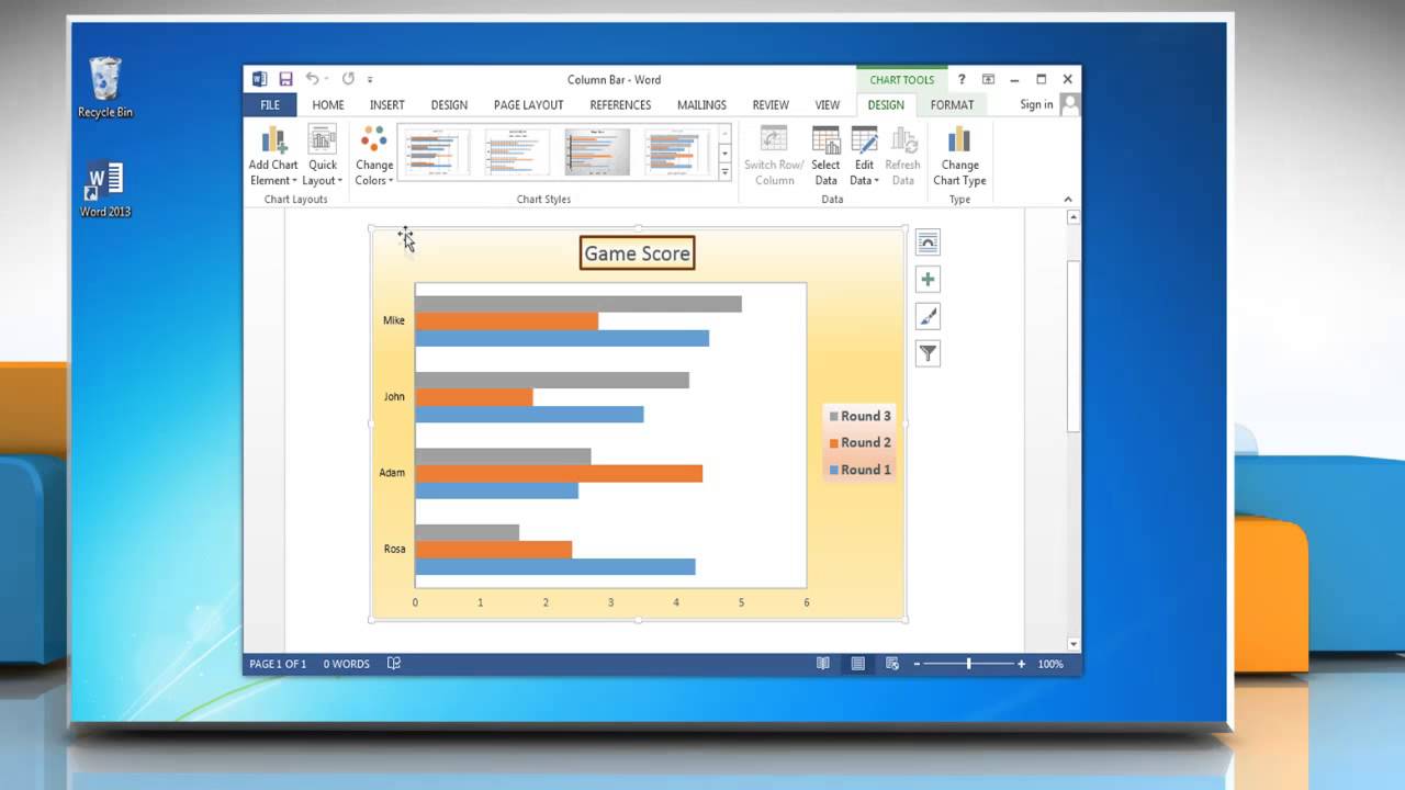 How to use gridlines in Column (Vertical Bar) Graphs in Word 2013 - YouTube