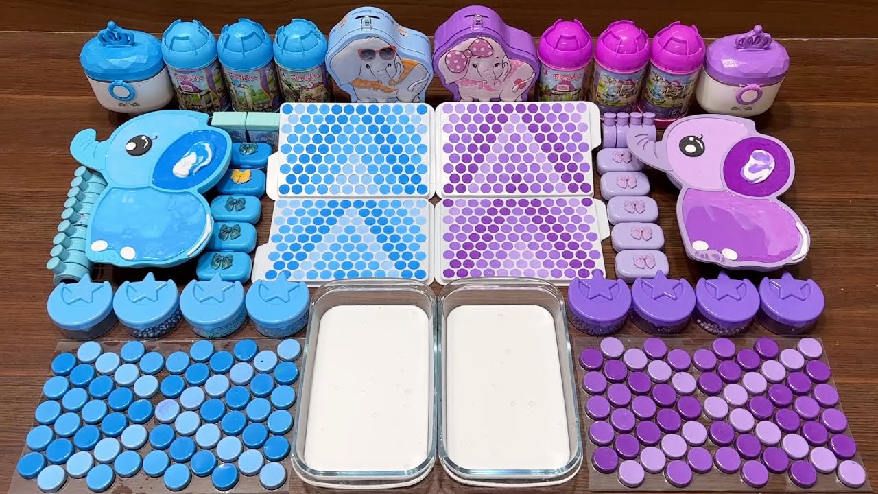 BLUE vs PURPLE I Mixing Random into GLOSSY Slime I Satisfying Slime ...