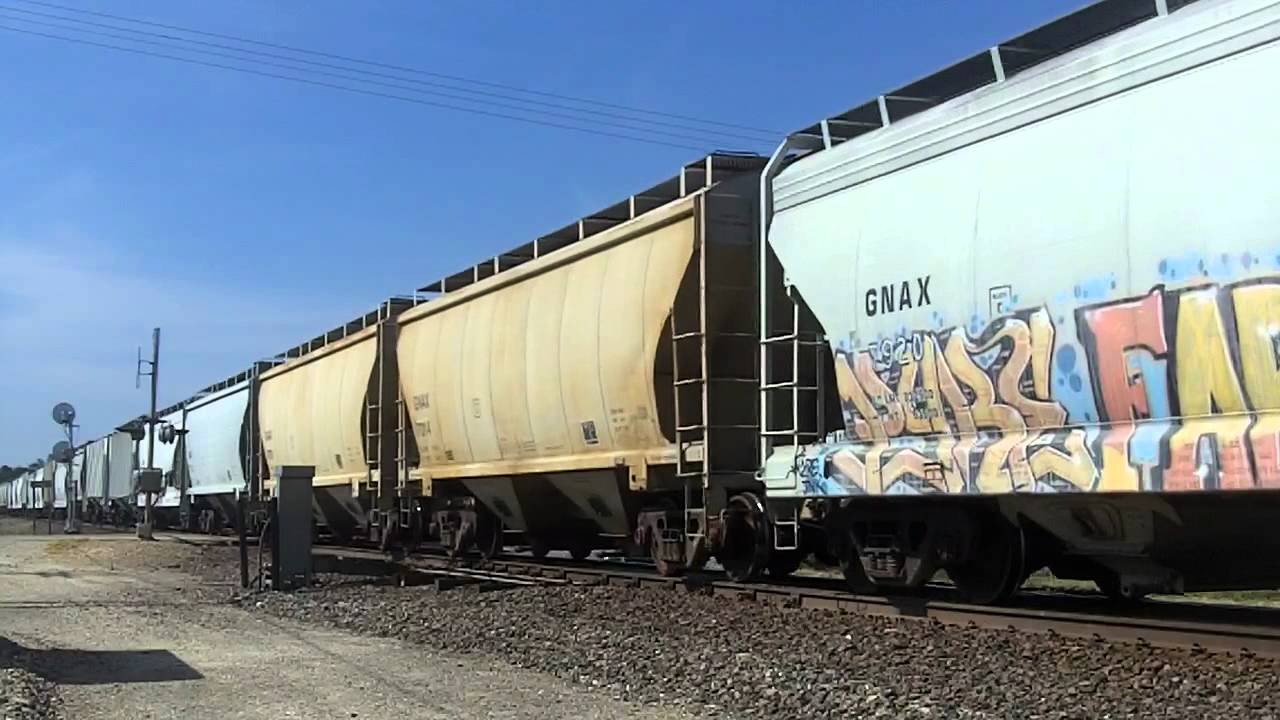 BNSF 9991 MAC With Bad Horn Leads a Unit Train (Hoppers) - YouTube