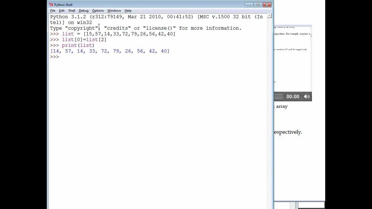 Chapter 18: Swapping Values in a Python Array - YouTube