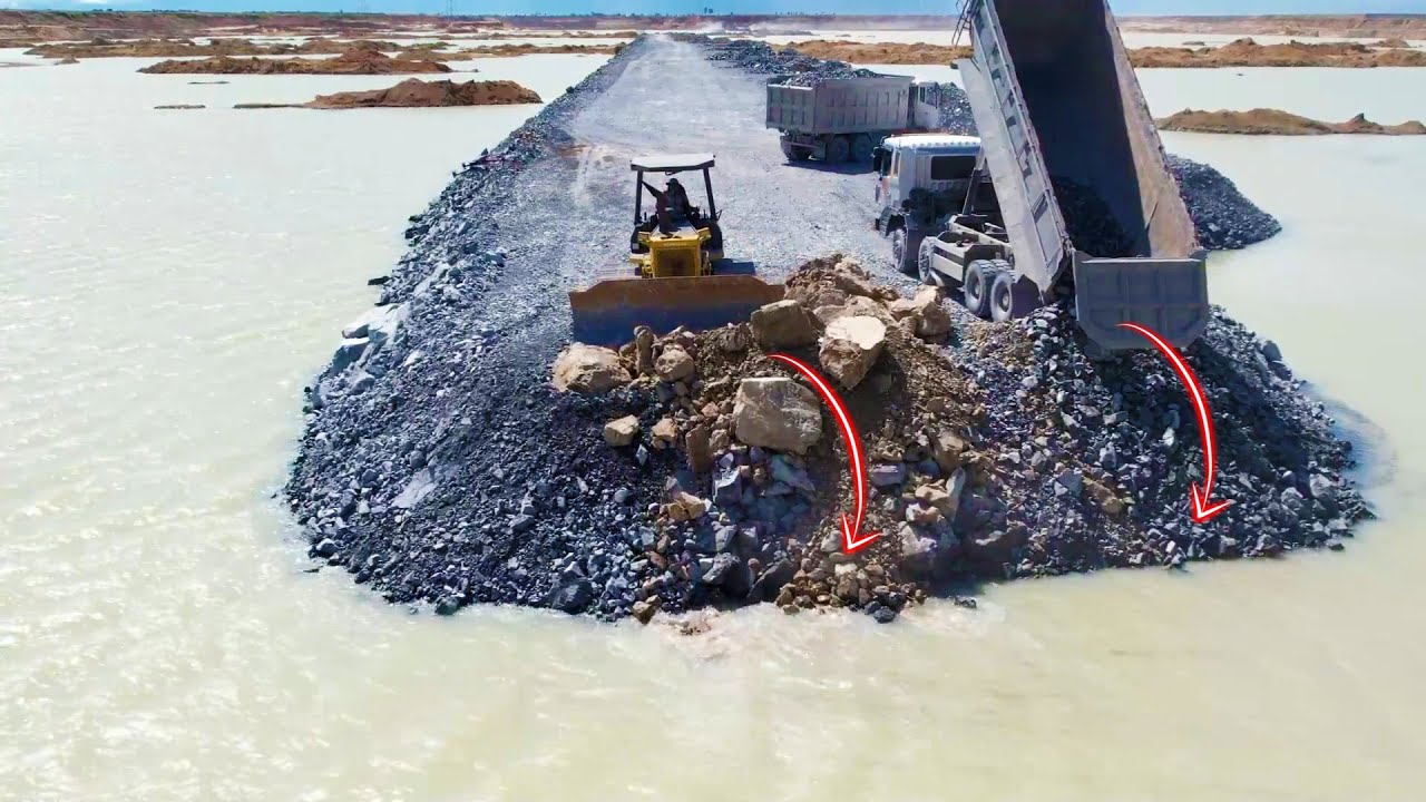 Incredible Building Road Construction Over The Water Make Land Boundary ...