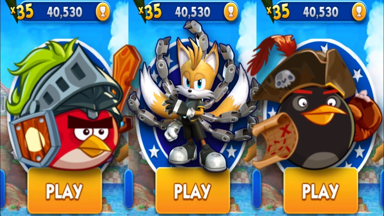 Red and Bomb from Angry Birds Vs Tails Nine - Sonic Dash Endless ...