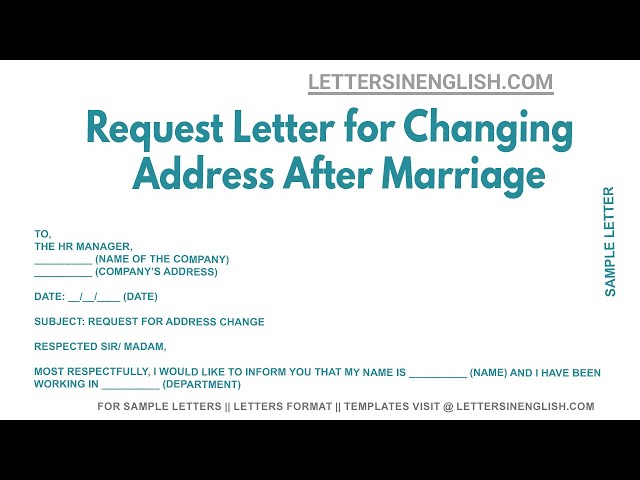 Change Of Address Request Letter Sample How To Write A Letter For