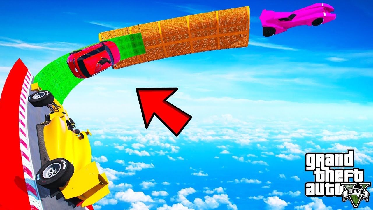 FRANKLIN TRIED IMPOSSIBLE SPEED JUMP ULTRA MEGA RAMP PARKOUR CHALLENGE ...