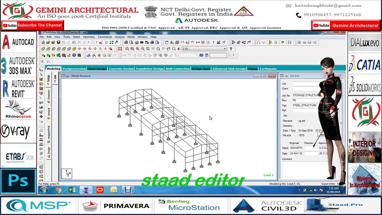 Staad Pro Staad Editor Tutorial Part-12(Gemini Architectural) - YouTube