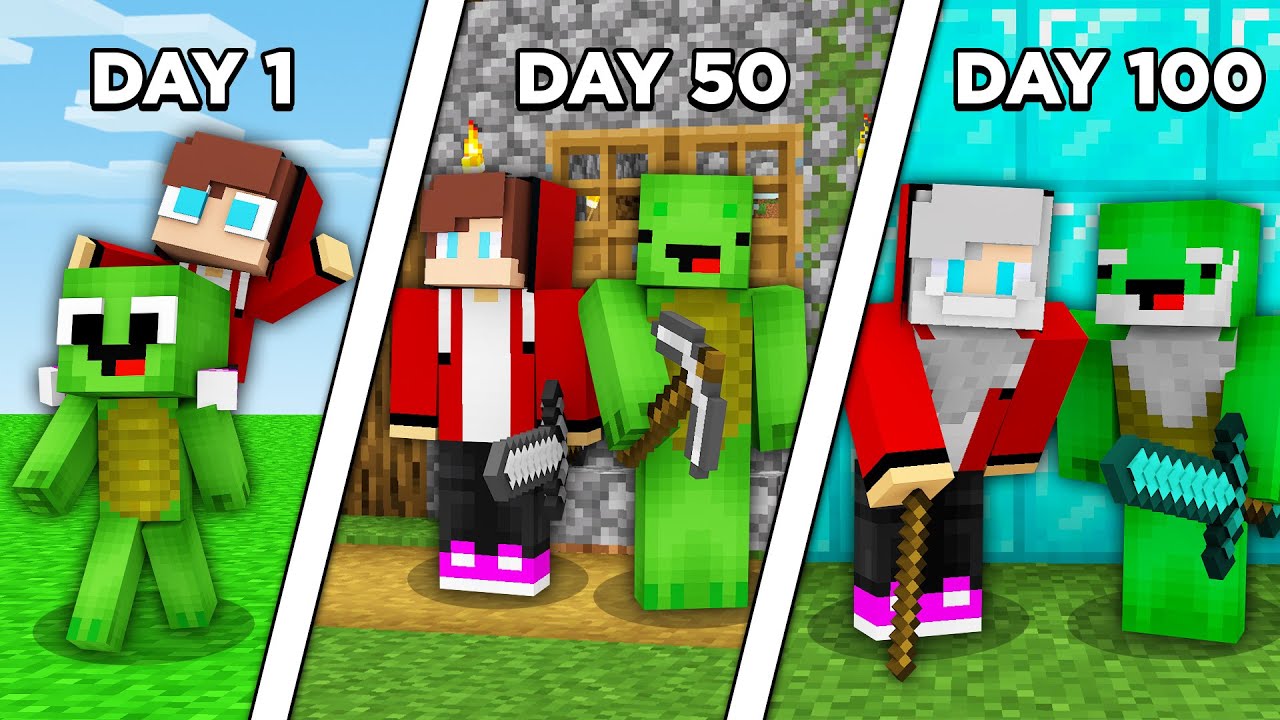 Mikey && JJ Survived 100 Days in Minecraft challenge (Maizen Mizen ...