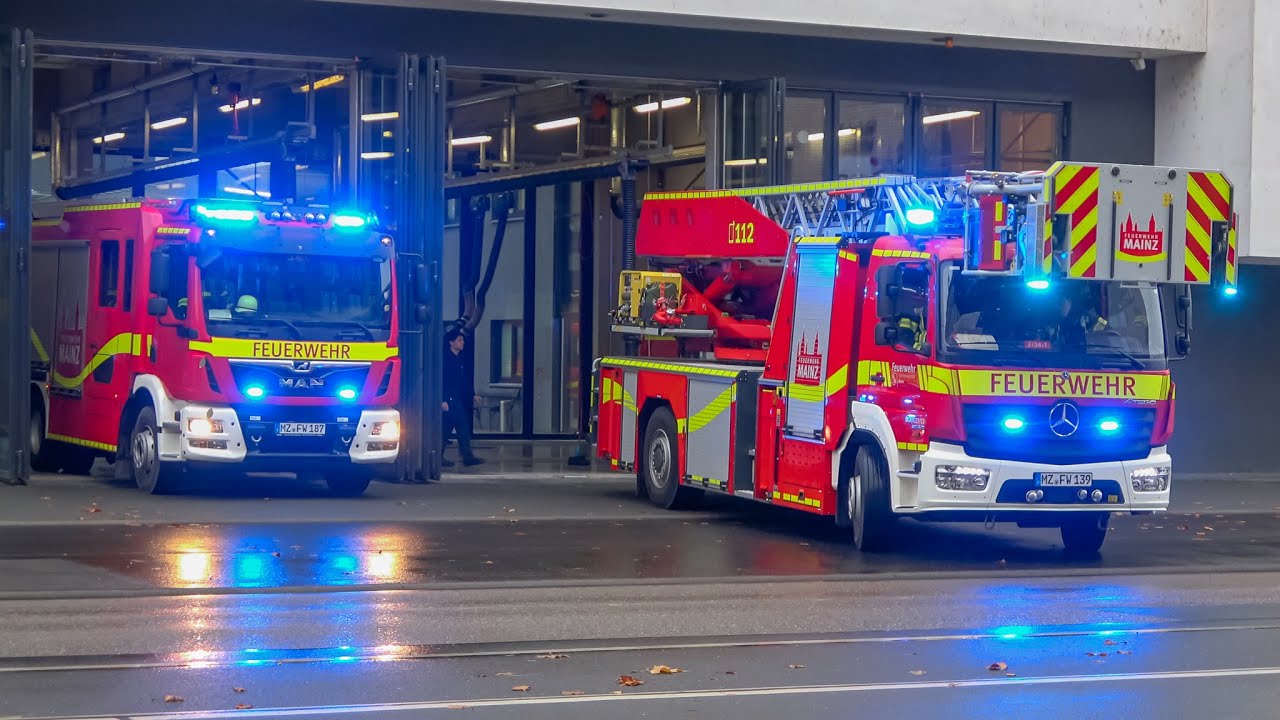 [Lentner Auxilium] HLF und DLK Feuerwache 2 Mainz - YouTube