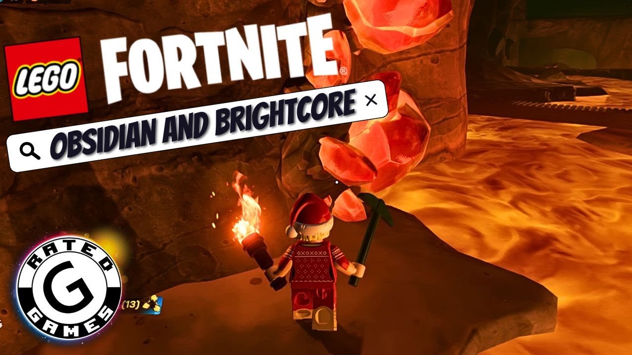 LEGO Fortnite Obsidian and Brightcore Harvesting - No Commentary - YouTube
