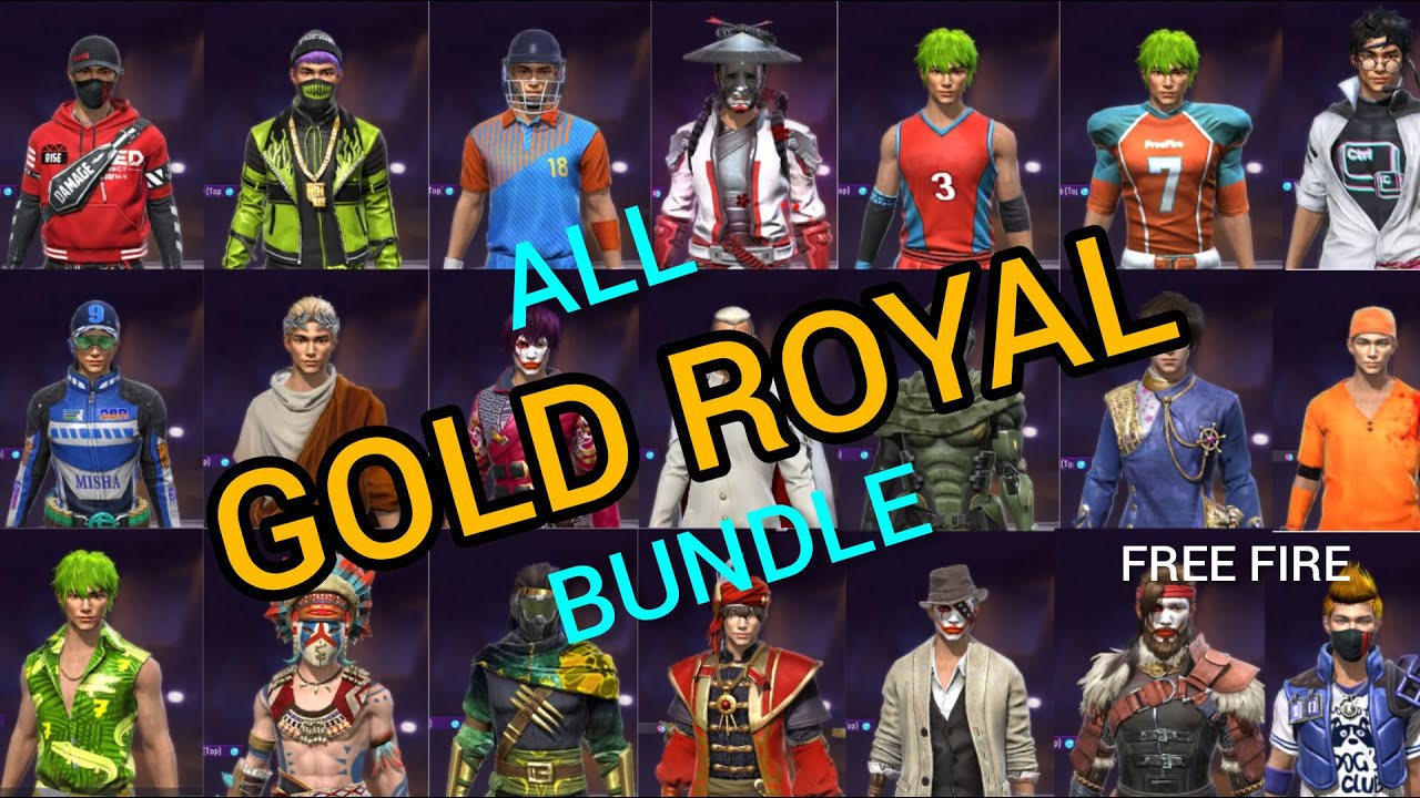 ALL GOLD ROYAL BUNDLE IN FREE FIRE | OLD GOLD ROYAL BUNDLES| RARE GOLD ...