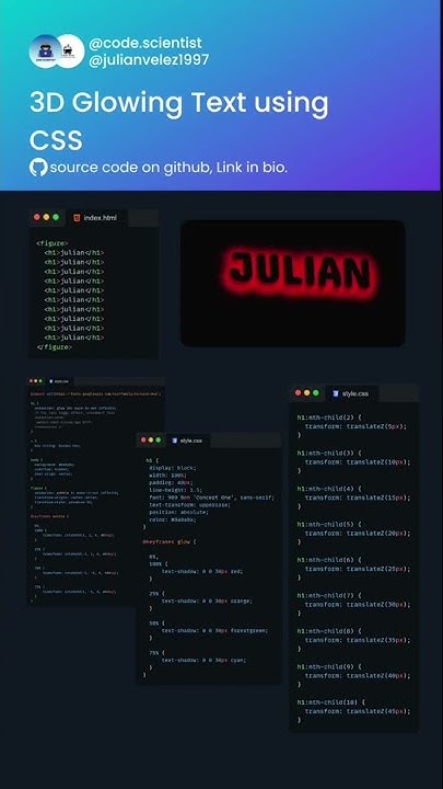 3D Glowing Text using Css #html #css #webdesign #web #programming #software #shorts - YouTube