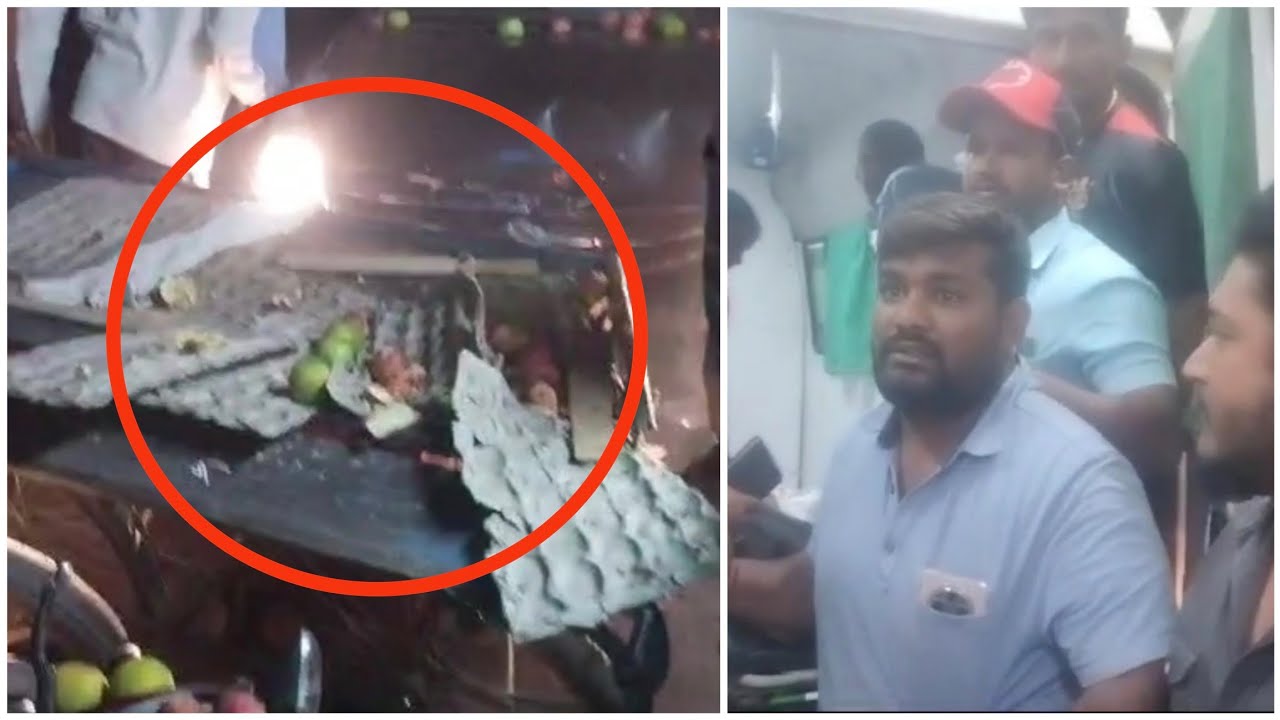 Speed Car Hit Fruits Stall, 5 Injured in this incident - YouTube
