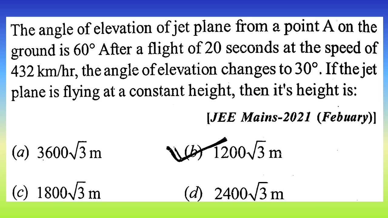 The angle of elevation of a jet plane from a point A on the ground is 60°. After a...| Doubtify ...