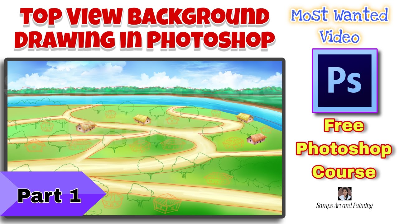 Top View Background Drawing Very Very Easy in Photoshop/ Draw Bird Eye ...
