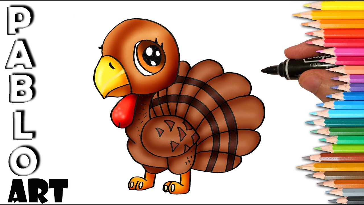 How to Draw a Cute Turkey | Learn to Draw step by step - YouTube