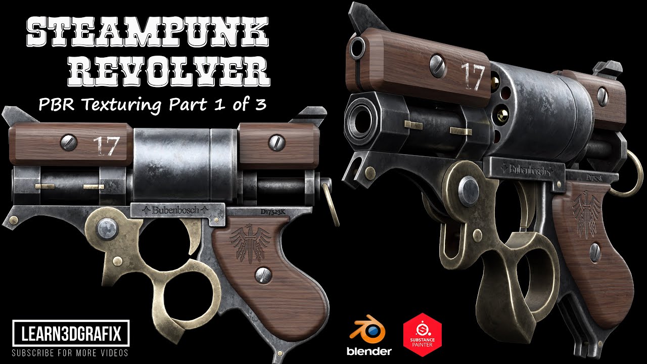 Game Ready Steampunk Revolver Texturing Part 01 in Substance Painter ...