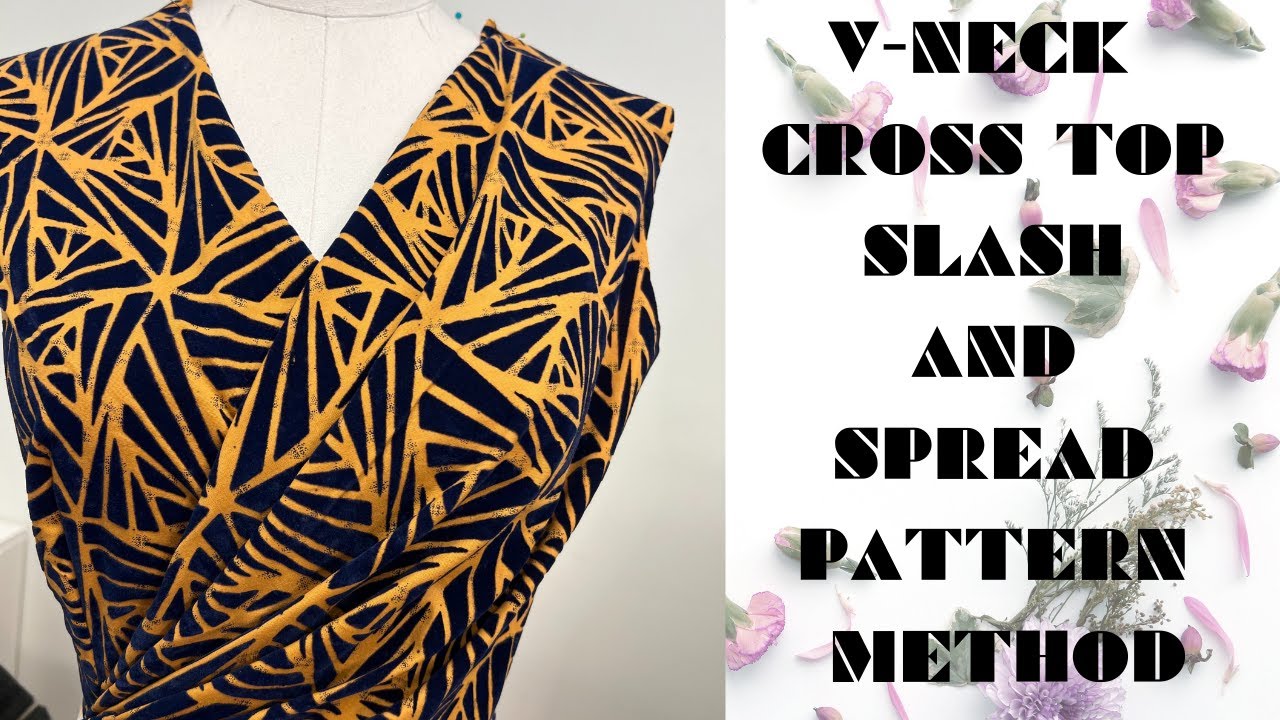 How to make an OVERLAPPING V-NECK draped/pleated top (Slash and spread ...