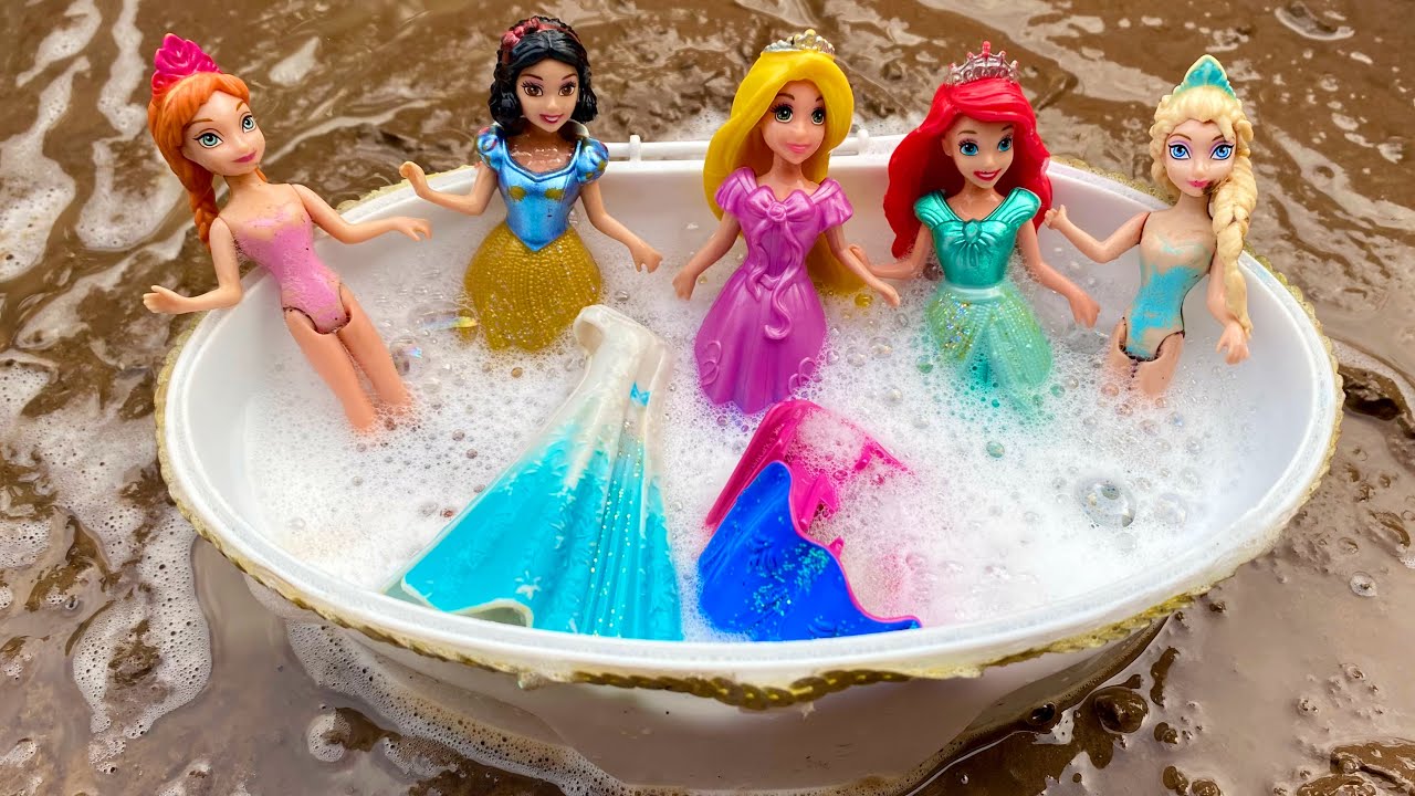 Satisfying ASMR Cleaning! Help Elsa, Anna & Ariel Get Clean Again - YouTube