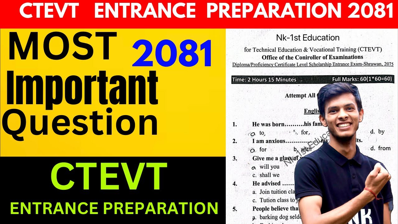 Ctevt entrance exam model questions | Ctevt Entrance preparation 2081 ...