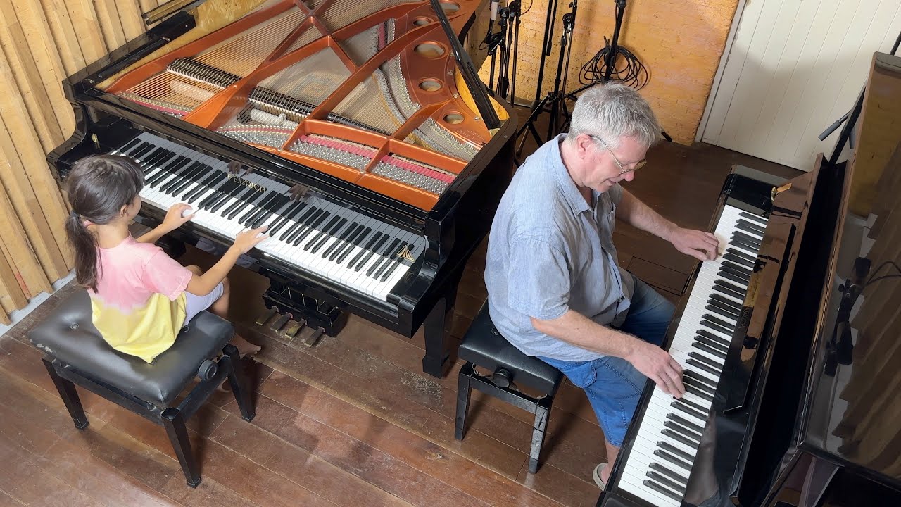 2 Piano Duet "Le Couppey Etude No.12" Emilie & Dad - YouTube