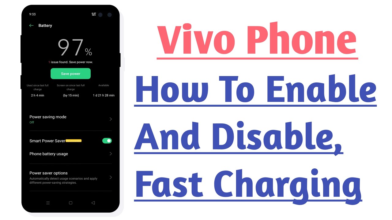 Vivo Phone How To Enable And Disable Fast Charging - YouTube