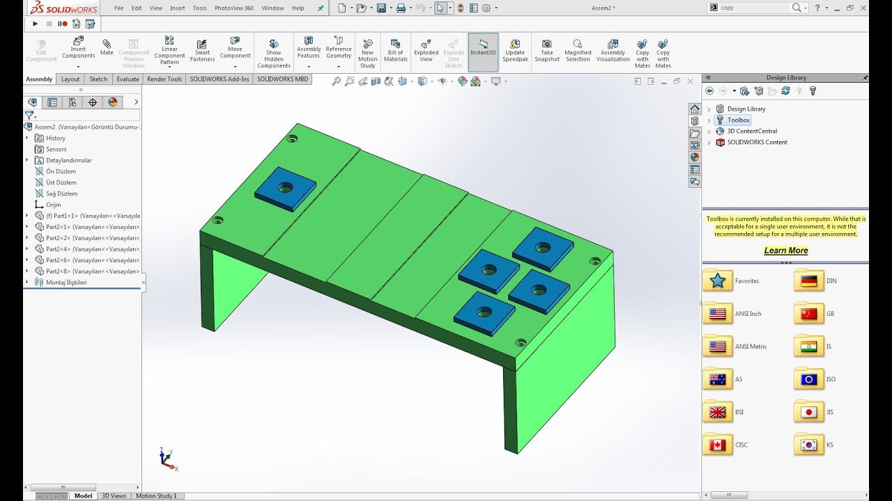 Solidworks - Copy With Mates (Montaj ilişkileri ile Kopyalama) - YouTube