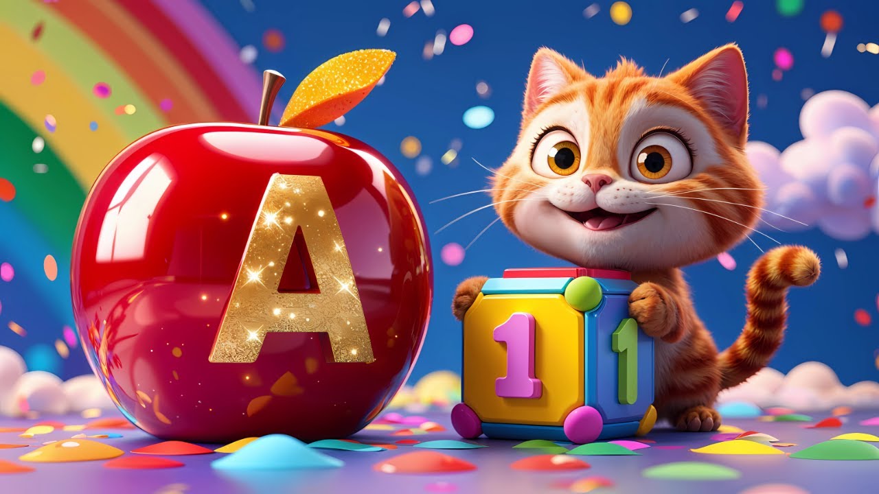 One Two Three |1 to 100 Counting | ABCD | A for Apple | 123 Numbers ...