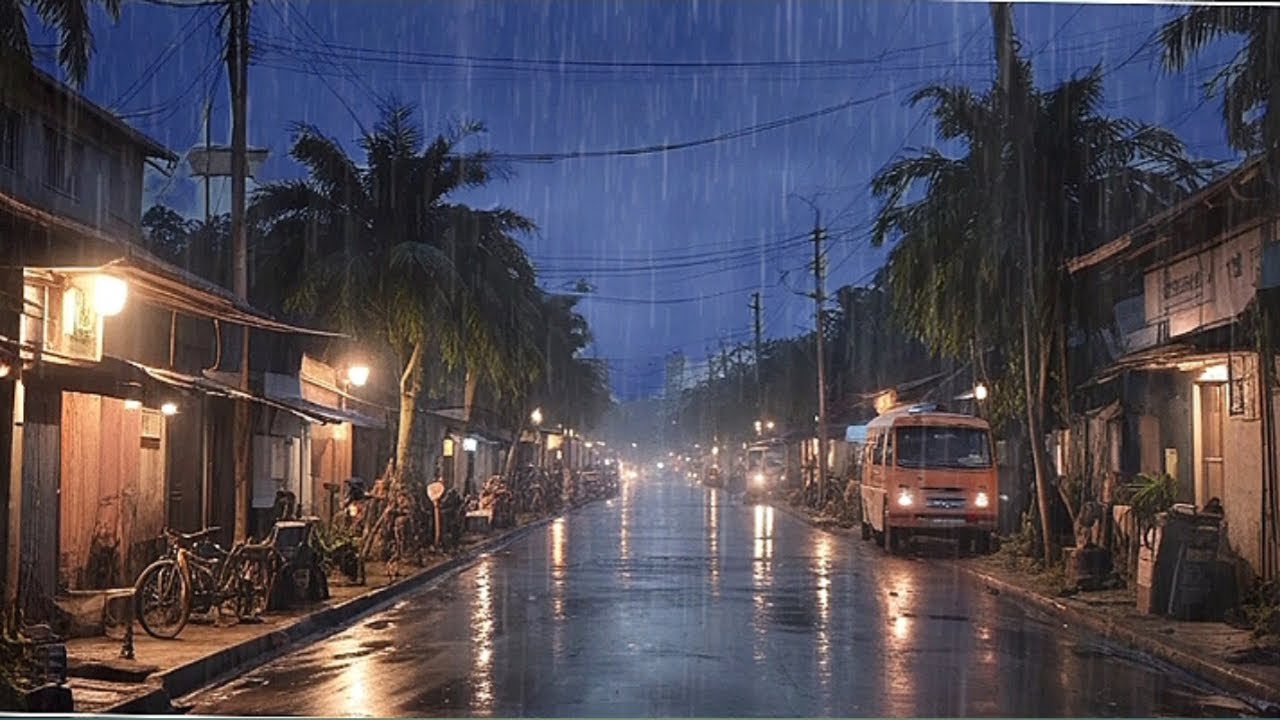 Sleep immediately with powerful rainstorm, heavy rain and chaotic ...