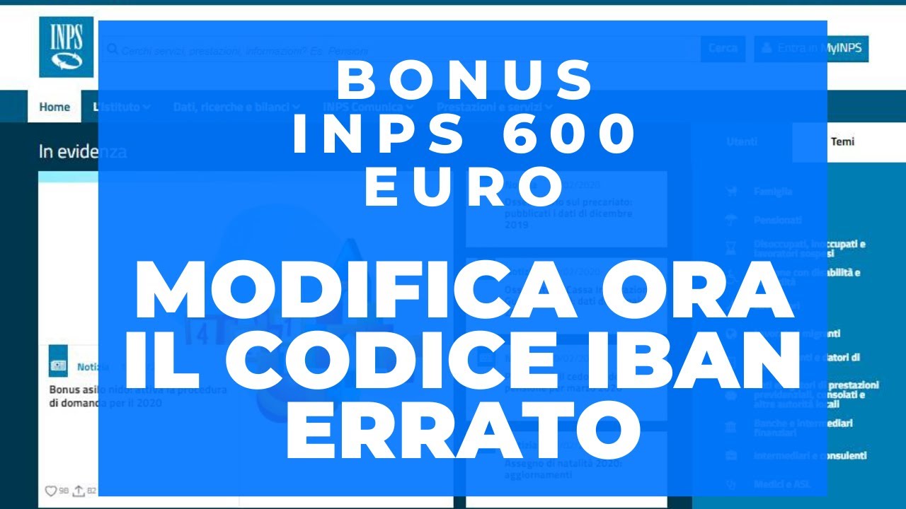 MODIFICA ORA! il codice IBAN ERRATO BONUS 600 EURO Inps: ecco come!😍😍😍 ...