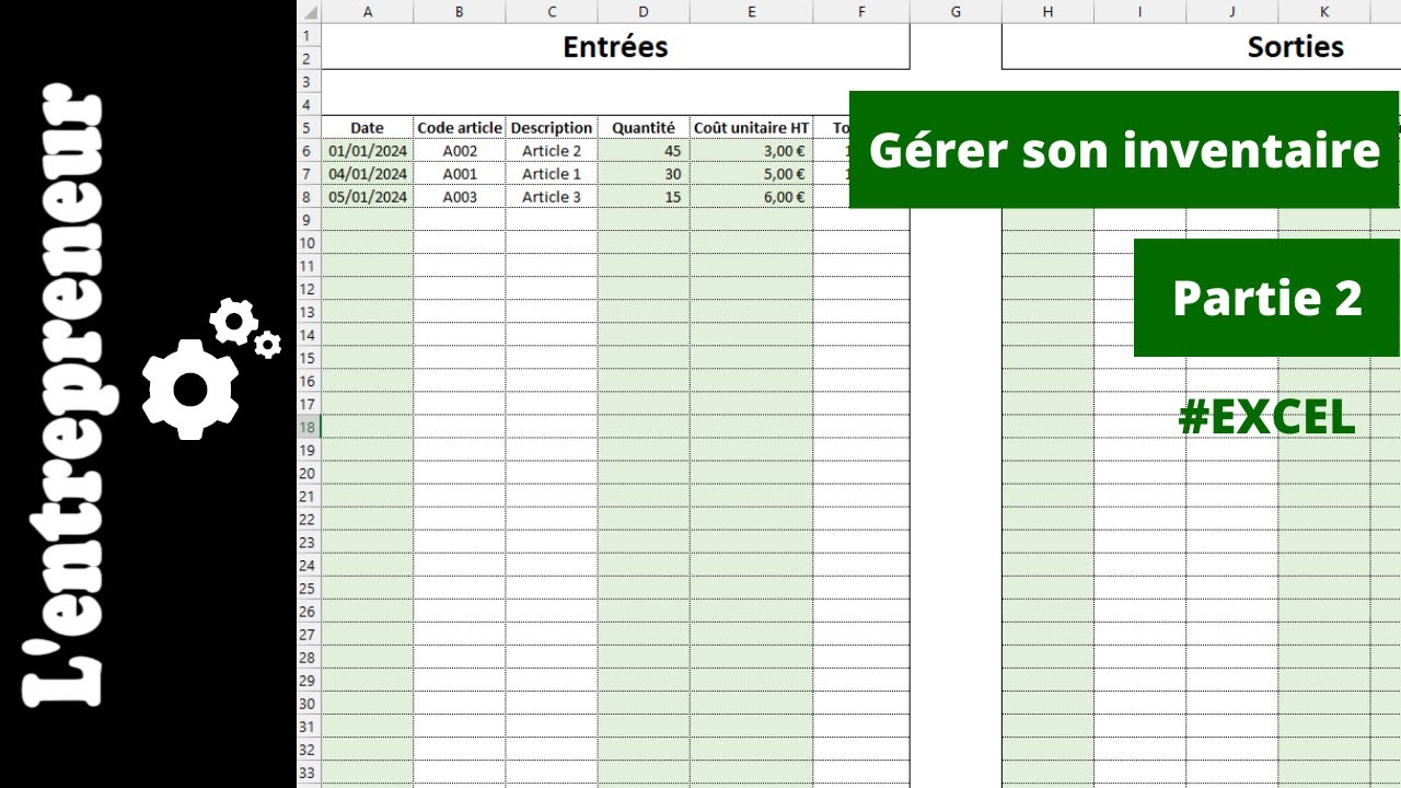 #2 Gestionnaire d'inventaire sur EXCEL - YouTube