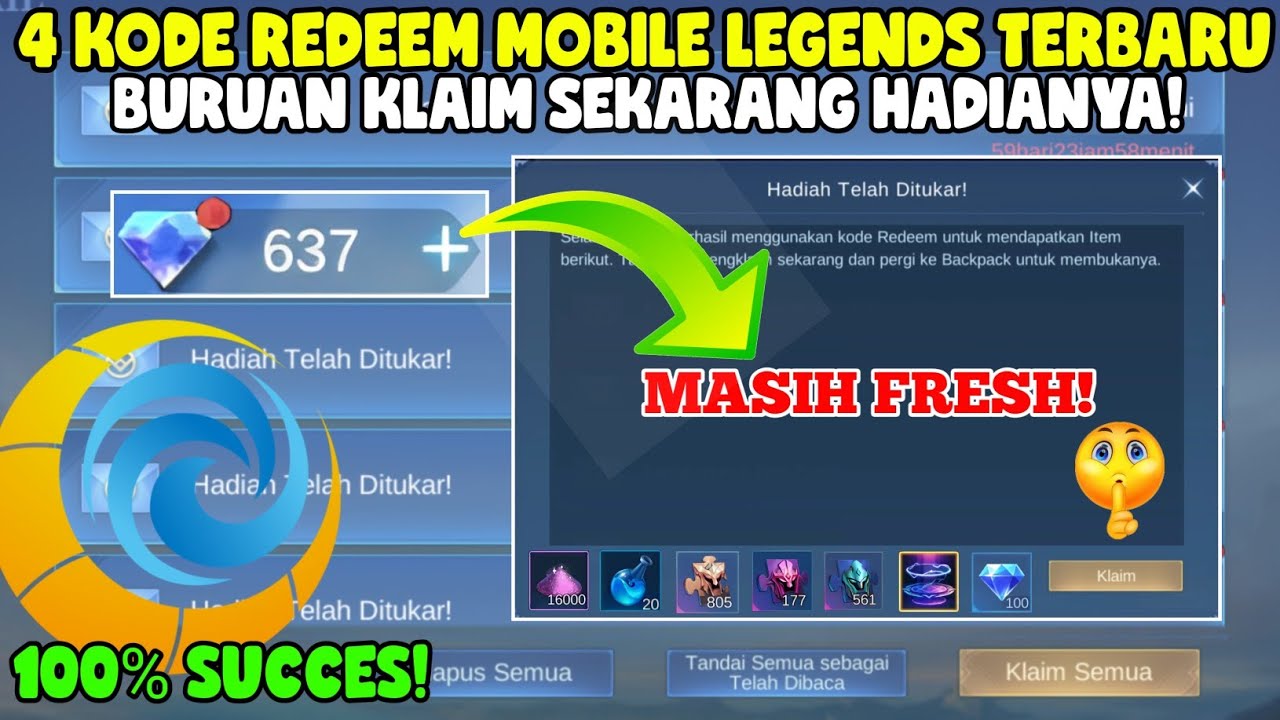 NEW UPDATE! 4 KODE REDEEM ML TERBARU KODE REDEEM MOBILE LEGENDS KODE ...