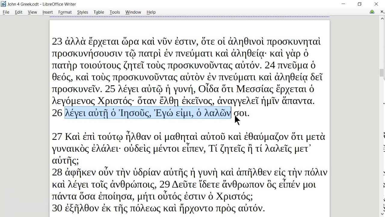 John 4 in Greek, read aloud - YouTube