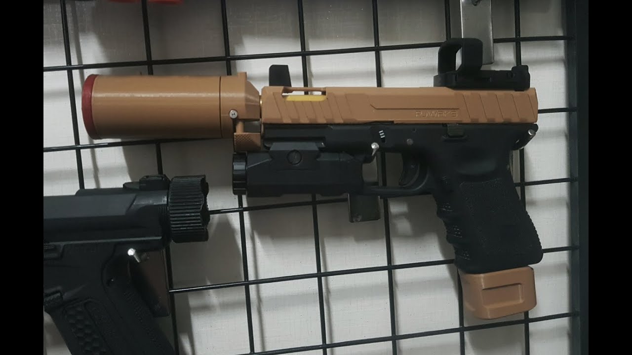 Airsoft 3d printed Snap On Suppressor for We glock - YouTube