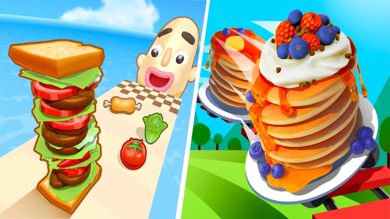 Sandwich Runner 🆚 Pancake Run🌻🧿🌺🌈Max Levels Walkthrough Android IOS ...