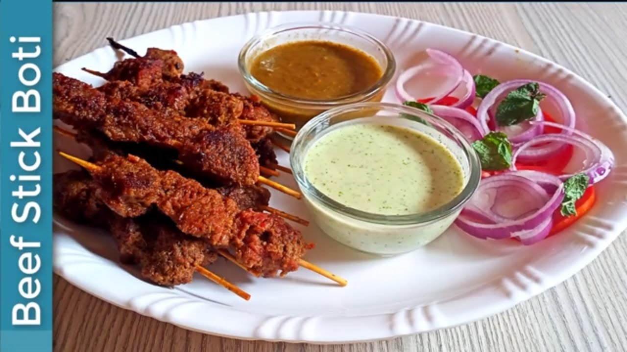 Beef Stick Boti with Chatni | Bar BQ Tikka Boti | dinner recipes | meat ...