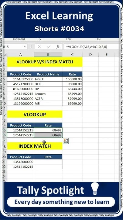 VLOOKUP v/s INDEX MATCH in Excel - 34 | Excel Learning for Beginner - YouTube