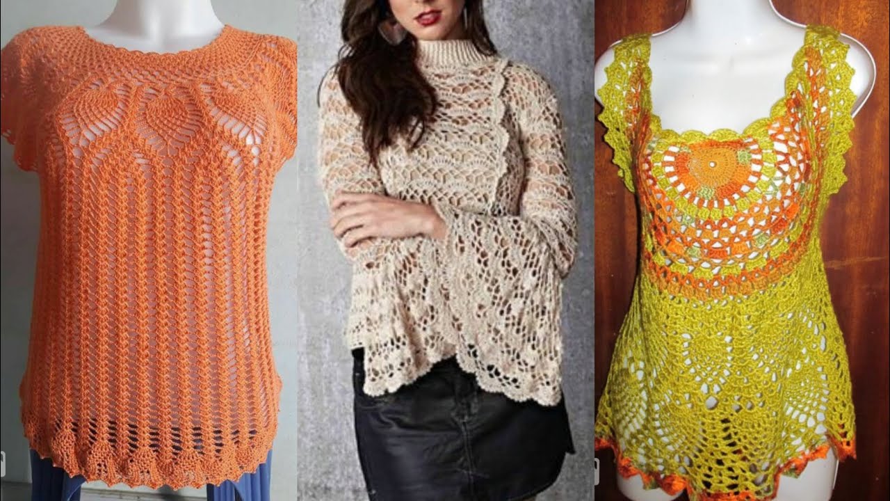 Amazing latest stylish easy crochet handknit blouse top pattern designs ...