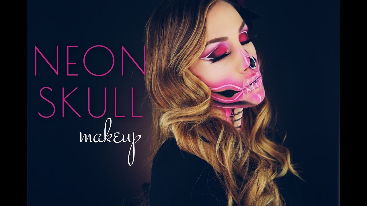 NEON SKULL MAKEUP - Halloween 2017 - YouTube