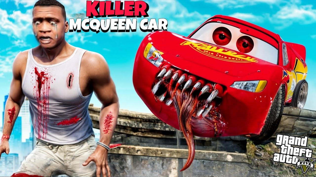 Franklin & shinchan Found A Monster Haunted MCqueen Car | killer mcqueen car in (GTA V MOD ...