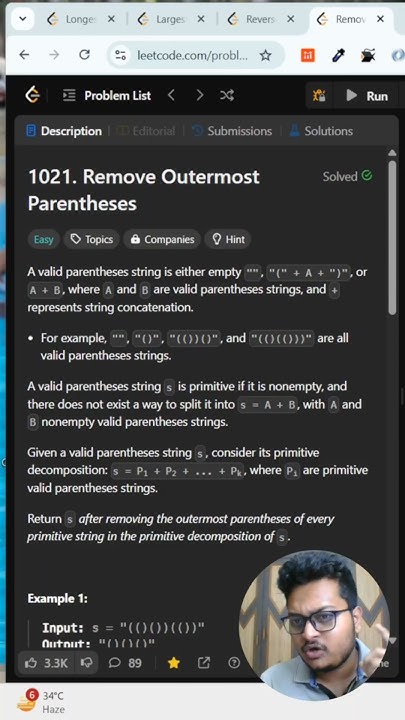 LeetCode 1021 - Remove Outermost Parentheses in JavaScript - YouTube