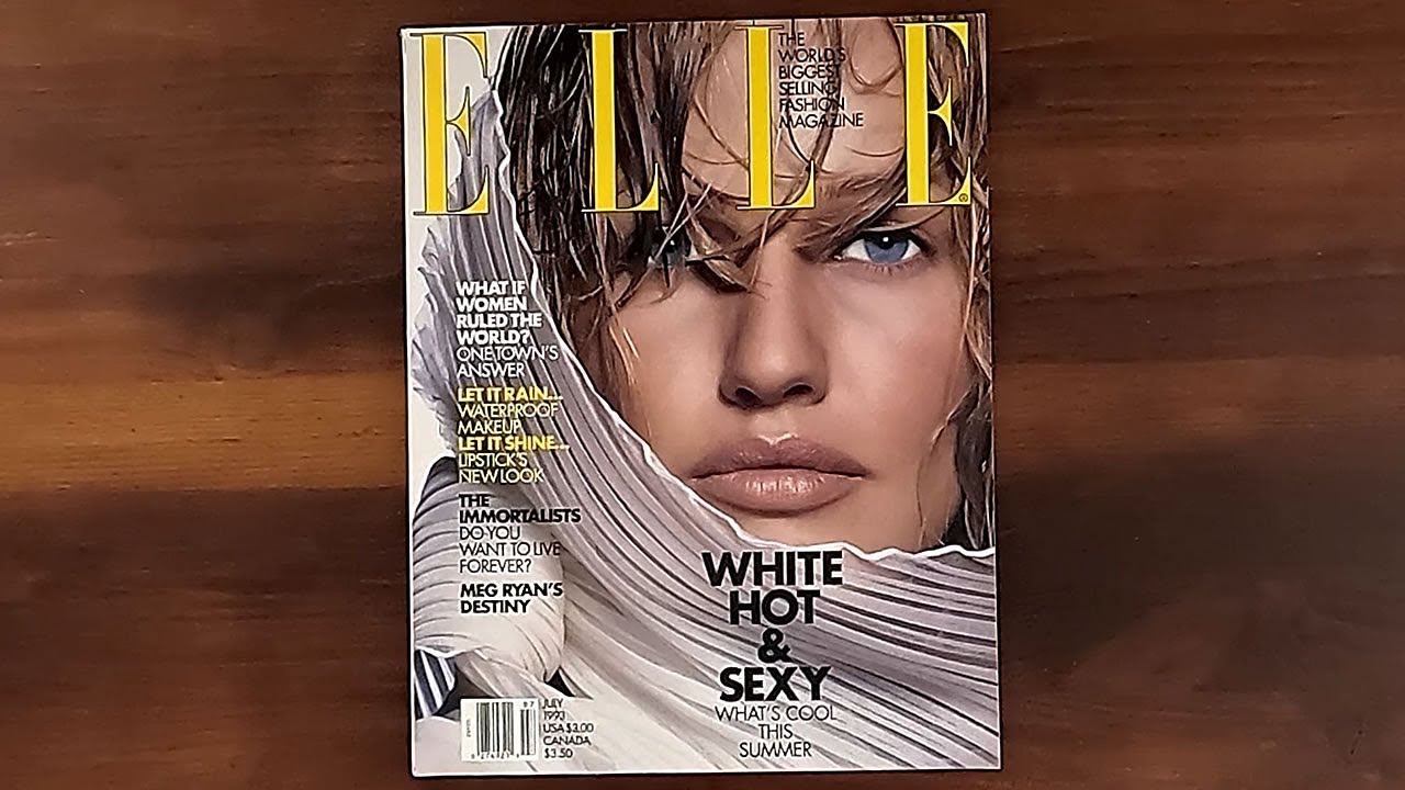 1993 July ASMR Magazine Flip Through: Elle Karen Mulder, Meg Ryan, Claudia Schiffer - YouTube