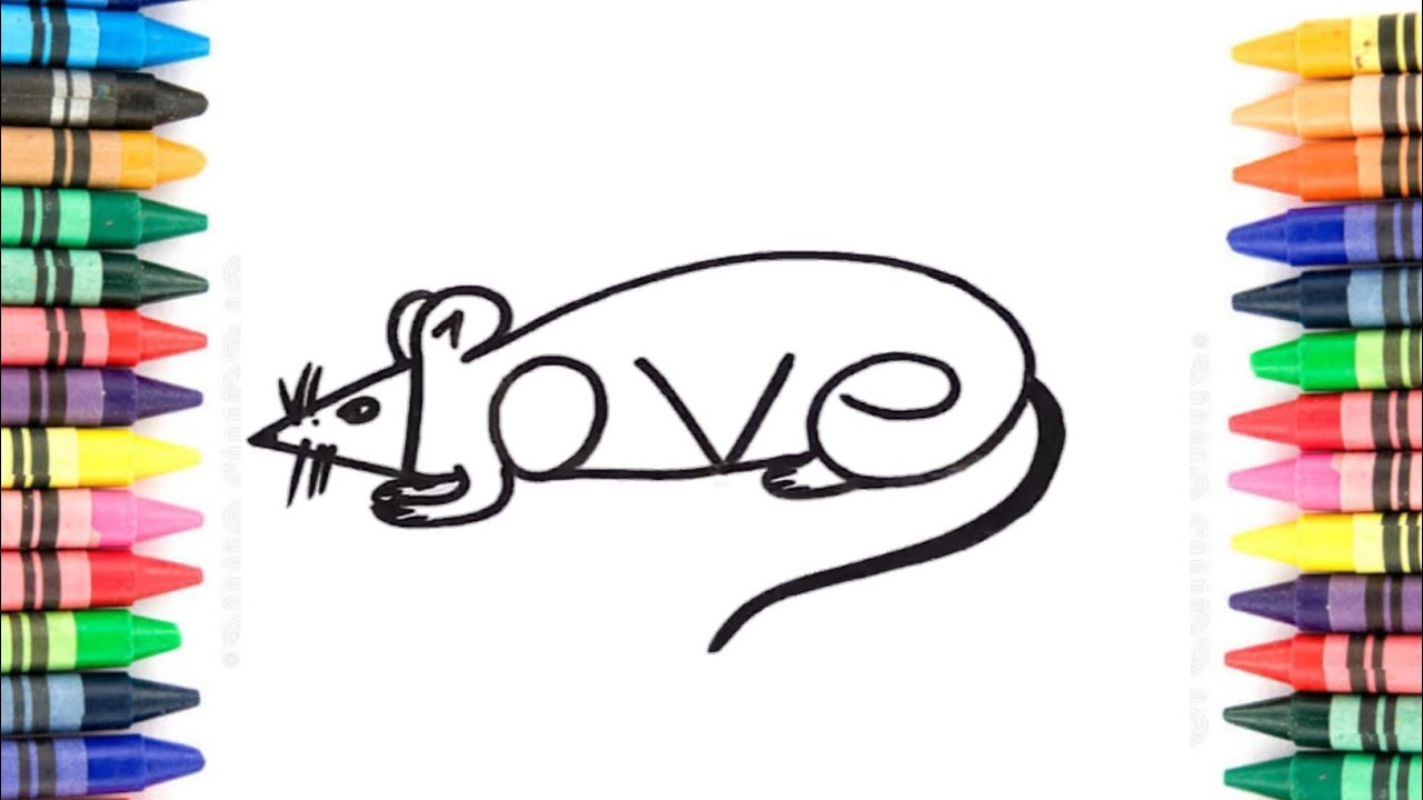 How To Draw a simple Mouse with love |make easy Mouse drawing love step ...