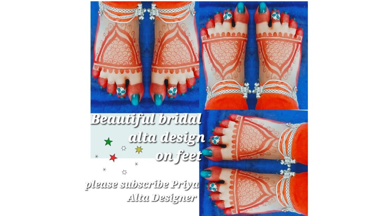 Beautiful bridal alta design on feet || 🥰🥰 simple alta design || by ...