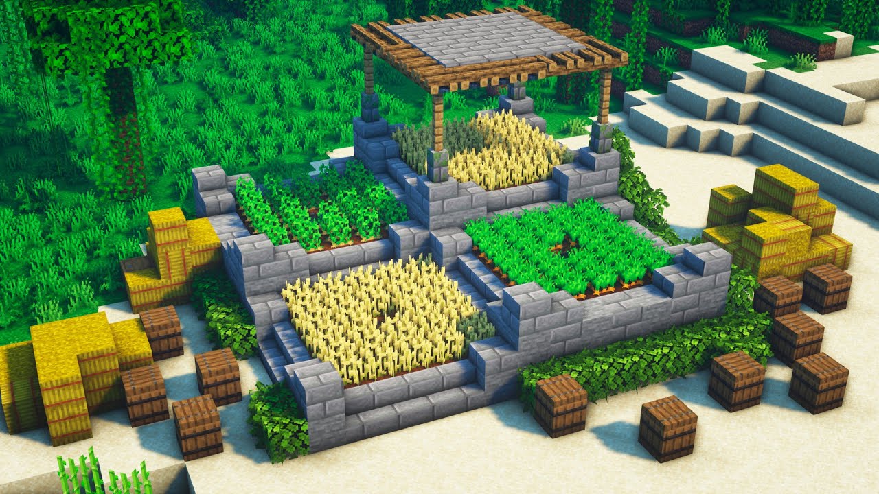 How to Build a Big Beautiful Vegetable and Wheat Survival Farm in ...