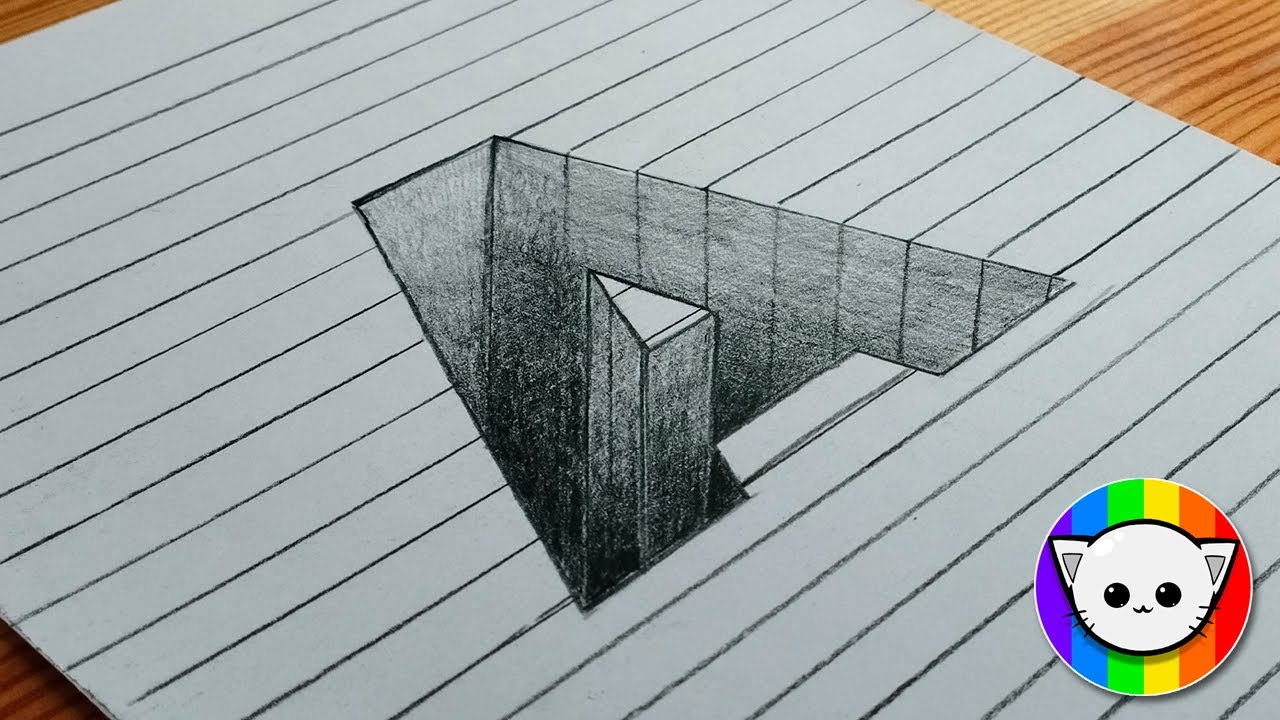 Letter drawing || How to Draw 3D A Letter with Lines || Easy drawing ...